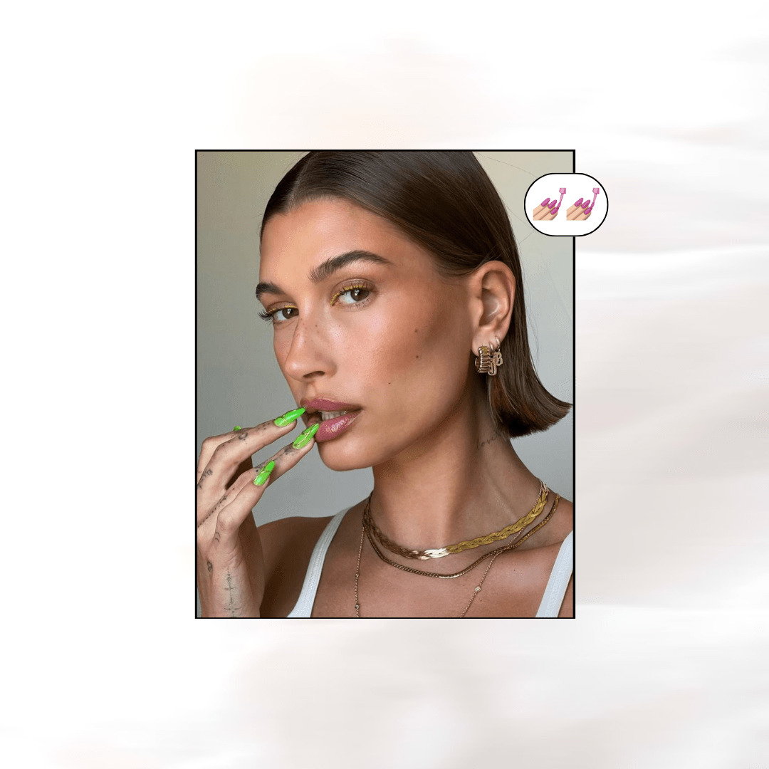 Hailey Bieber y su neon mani que promete ser próxima tendencia